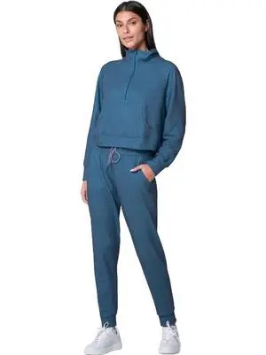 Lucky In Love Heathered Long Sleeve Quarter Zip - Navy