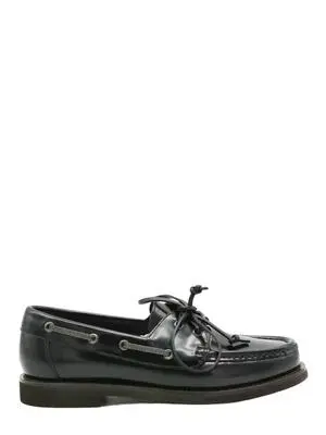 Brunello Cucinelli Lace-up Leather Boat Shoes - Black