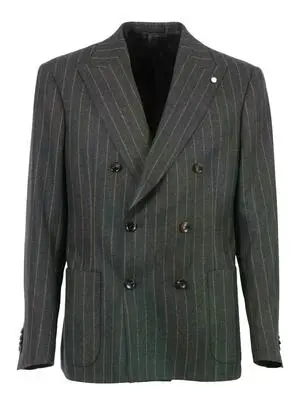 LUIGI BIANCHI MANTOVA Pinstripe Double-breasted Suit - Grey