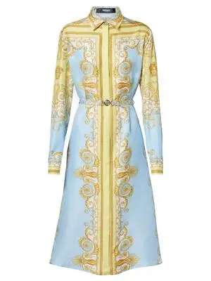 Versace Barocco Silk Twill Midi Dress - Multicoloured
