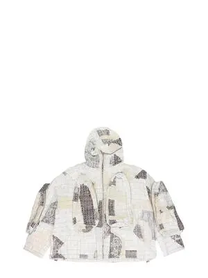 WHO DECIDES WAR BY EV BRAVADO Tweed Patchwork Window Hoodie - White
