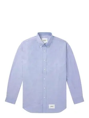WTAPS Button Down-collar Logo-appliquéd Coolmax® Shirt - Blue