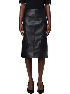 TWINSET Embroidered Lace Detail Skirt - Black