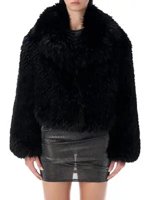 STAND STUDIO Fur Coat - Black
