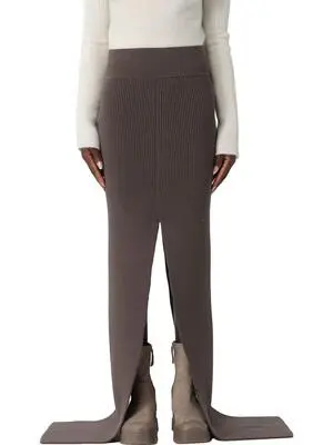 Rick Owens Ribbed Maxi Skirt With Slit - Grey