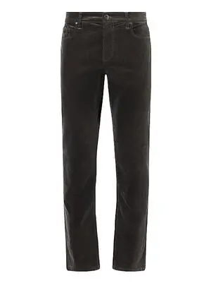 Paige Slim-leg Brushed Twill Cotton-blend Trousers - Dark Iron
