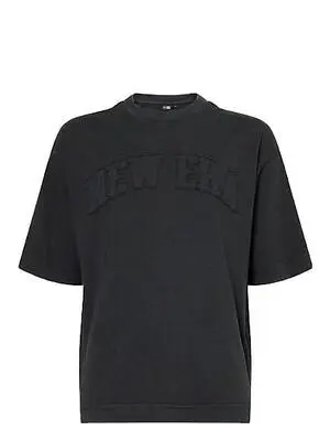 New Era Logo-embroidered Washed Cotton T-shirt - Black