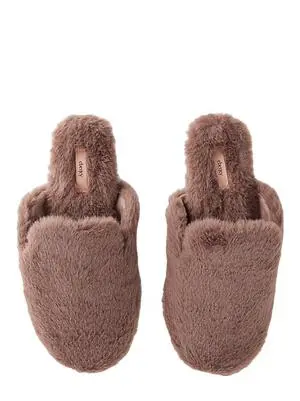 Eberjey Plush Faux-fur Slippers - Deep Taupe