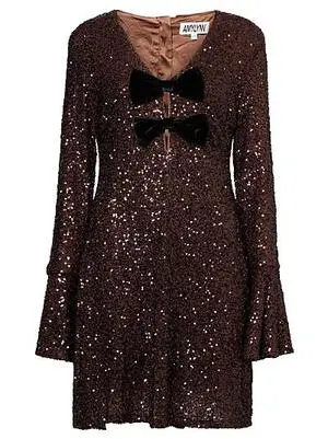 AMY LYNN Sequin Embellished Woven Mini Dress - Brown