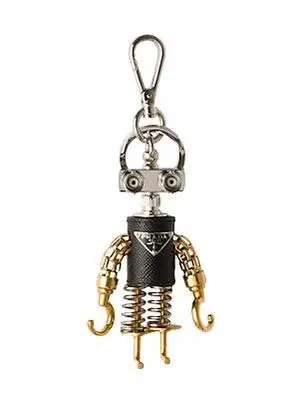 Prada Robot Saffiano Leather Bag Charm - Gold/silver