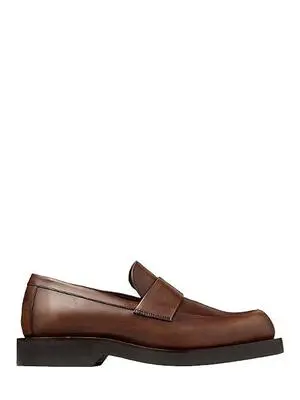 JIMMY CHOO Burnished Leather Loafers - Mocha