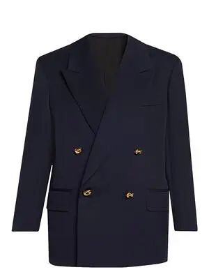 Bottega Veneta Sartorial Grain De Poudre Wool Jacket - Abyss