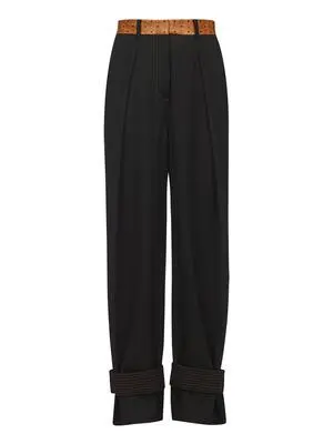 Mcm Twill Pants With Visetos Belt - Black