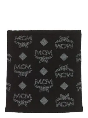 Mcm Monogram Wool Jacquard Neck Warmer - Black