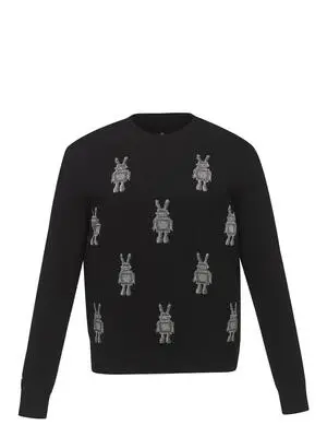 Mcm Rabot Graphic Wool Jacquard Sweater - Black