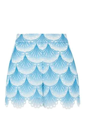 MILLY Bubble Wave Lace Shorts - Blue/white
