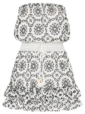 MILLY Verity Circle Eyelet Mini Dress - White/black