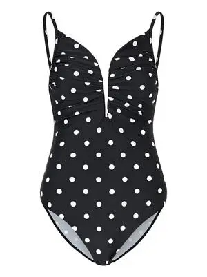 MILLY Polka Dot V-wire One Piece - Black/white