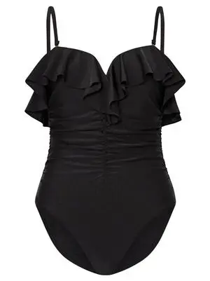 MILLY Strapless Ruffle One Piece - Black