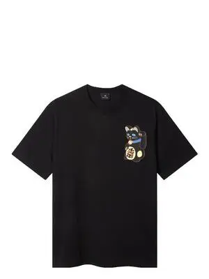 Paul Smith Lucky Cat' Print T-shirt - Black