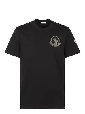 Moncler Short Sleeve Top With Logo - Black