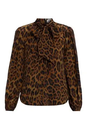 Adam Lippes Leopard-print Silk Blouse - Brown
