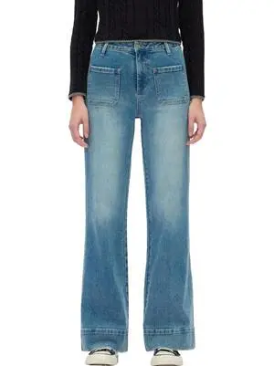BAYEAS High-waist Wide-leg Jeans - Medium Blue