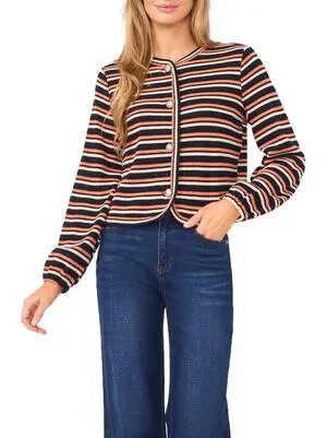 CECE DUPRAZ Stripe Knit Cardigan - Rich Black