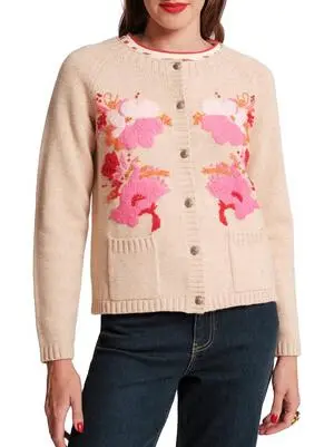 FRANCES VALENTINE Bouquet Cardigan - Oatmeal/pink