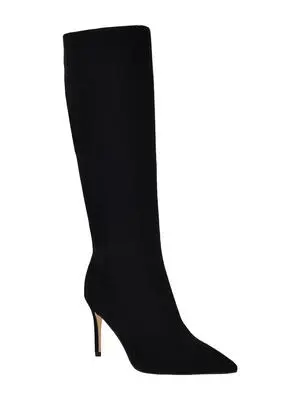 Nine West Pointed Toe Knee High Boots - Black Suede