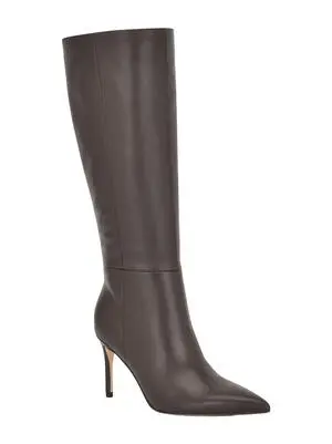 Nine West Pointed Toe Knee High Boots - Dark Brown