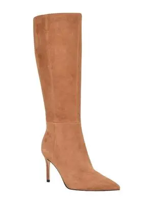 Nine West Pointed Toe Knee High Boots - Dark Natural
