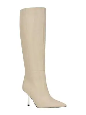 Nine West Pointed Toe Knee High Boots Ivory