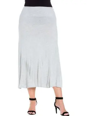 24SEVEN COMFORT APPAREL Elastic Waist Maxi Skirt - Heather