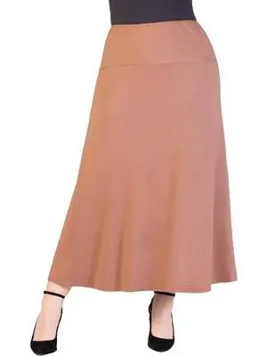 24SEVEN COMFORT APPAREL Elastic Waist Maxi Skirt - Mocha