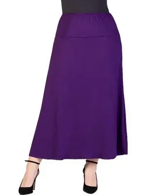 24SEVEN COMFORT APPAREL Elastic Waist Maxi Skirt - Purple