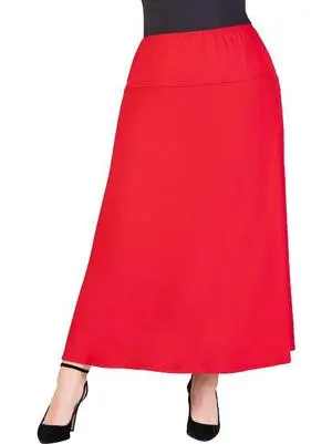 24SEVEN COMFORT APPAREL Elastic Waist Maxi Skirt - Red