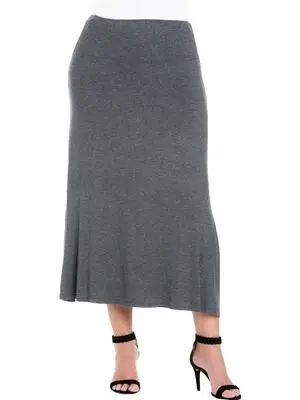 24SEVEN COMFORT APPAREL Elastic Waist Maxi Skirt - Smoke