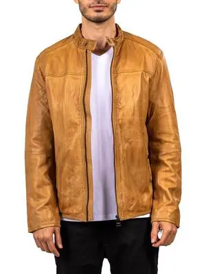 MACEOO Washed Lambskin Leather Jacket