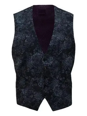 LORDS OF HARLECH Wesley Tailored Wool Waistcoat - Roma Floral Char