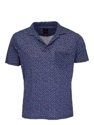 LORDS OF HARLECH Bobby Merino Wool Johnny Collar Polo - City Geo Plum
