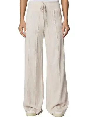 Splendid Cable Drawstring Wide Leg Pants - Pale Oak White Heather