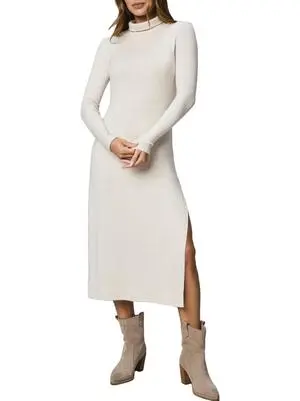 Splendid Rylee Turtleneck Long Sleeve Dress - Pale Oak White Heather