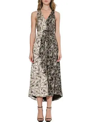 Adelyn Rae Ainsley Floral Reverse Print Dress - Black/cream