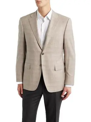 Canali Siena Regular-fit Windowpane Plaid Super 150s Wool Sport Coat - Beige
