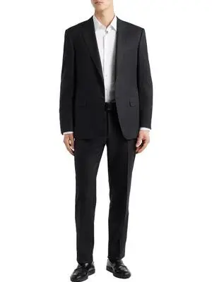 Canali Siena Regular Fit Solid Super 180s Wool Suit - Black