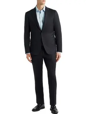 Canali Capri Trim Fit Glen Check Wool Suit - Black