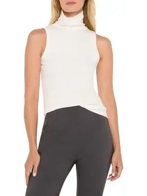 NIC+ZOE Sleeveless Ribbed Knit Turtleneck Top - Classic Cream