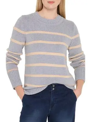 NIC+ZOE Striped Cotton Sweater - Grey Multi