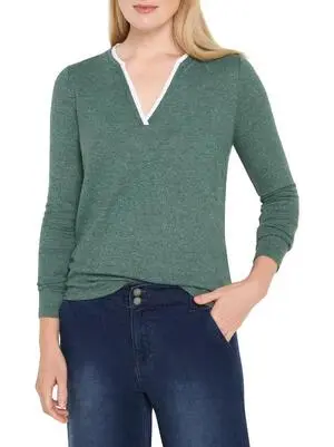 NIC+ZOE Double Layer Split Neck Top - Dark Pine